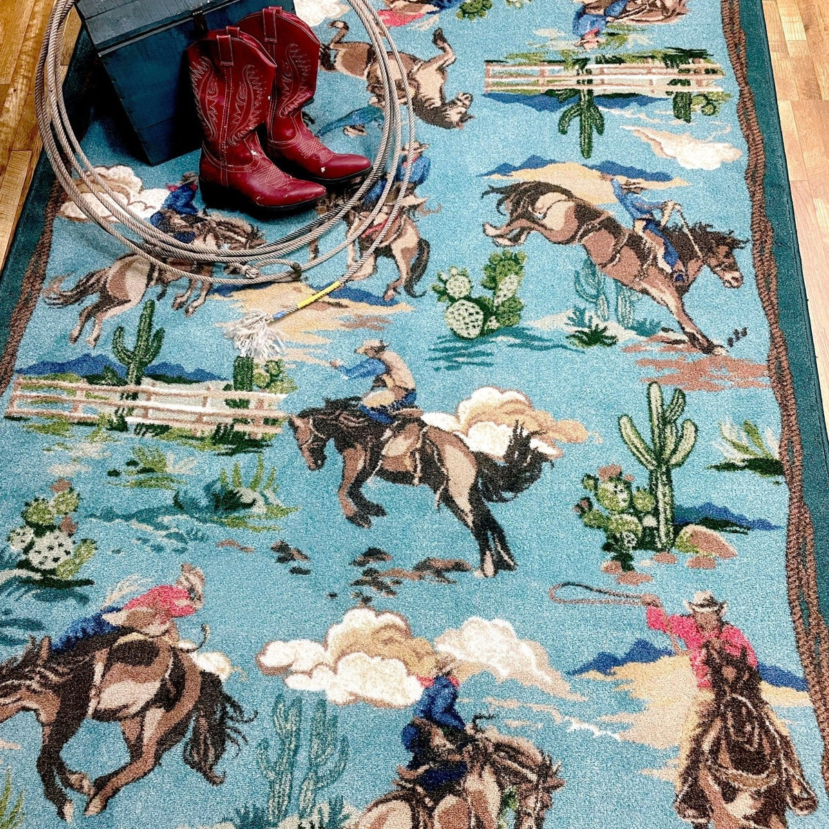 Blue Bronc Western Rugs | Cowboy Decor | Your Western Decor – Blue ...