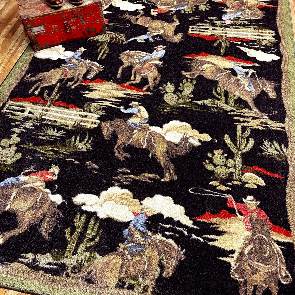 Green Bronc Western Rugs | Cowboy Decor | Your Western Decor – Blue ...